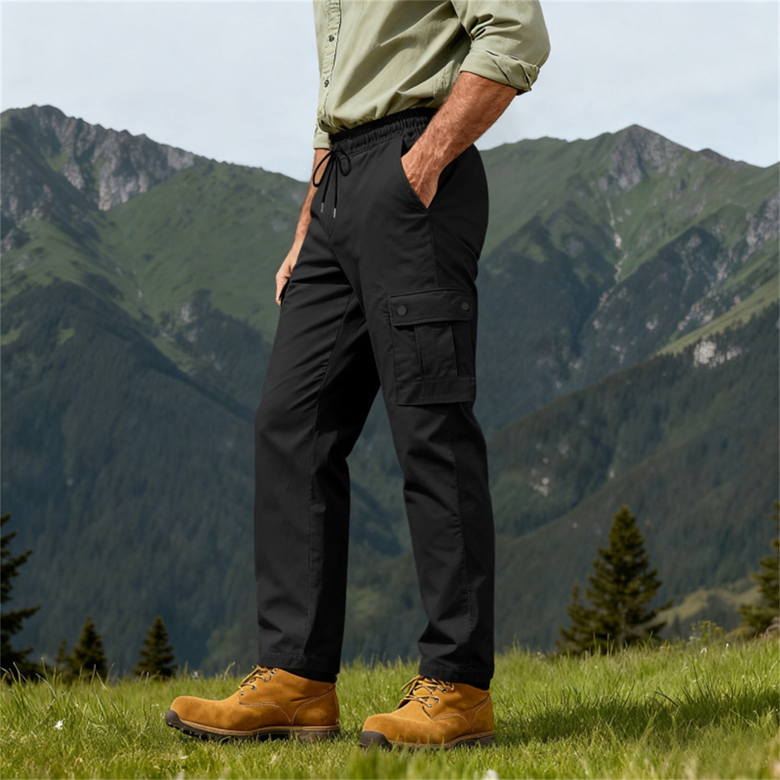 LNZGNM Hiking Pants Men Military Ripstop Waterproof Work Pants Stretch ...