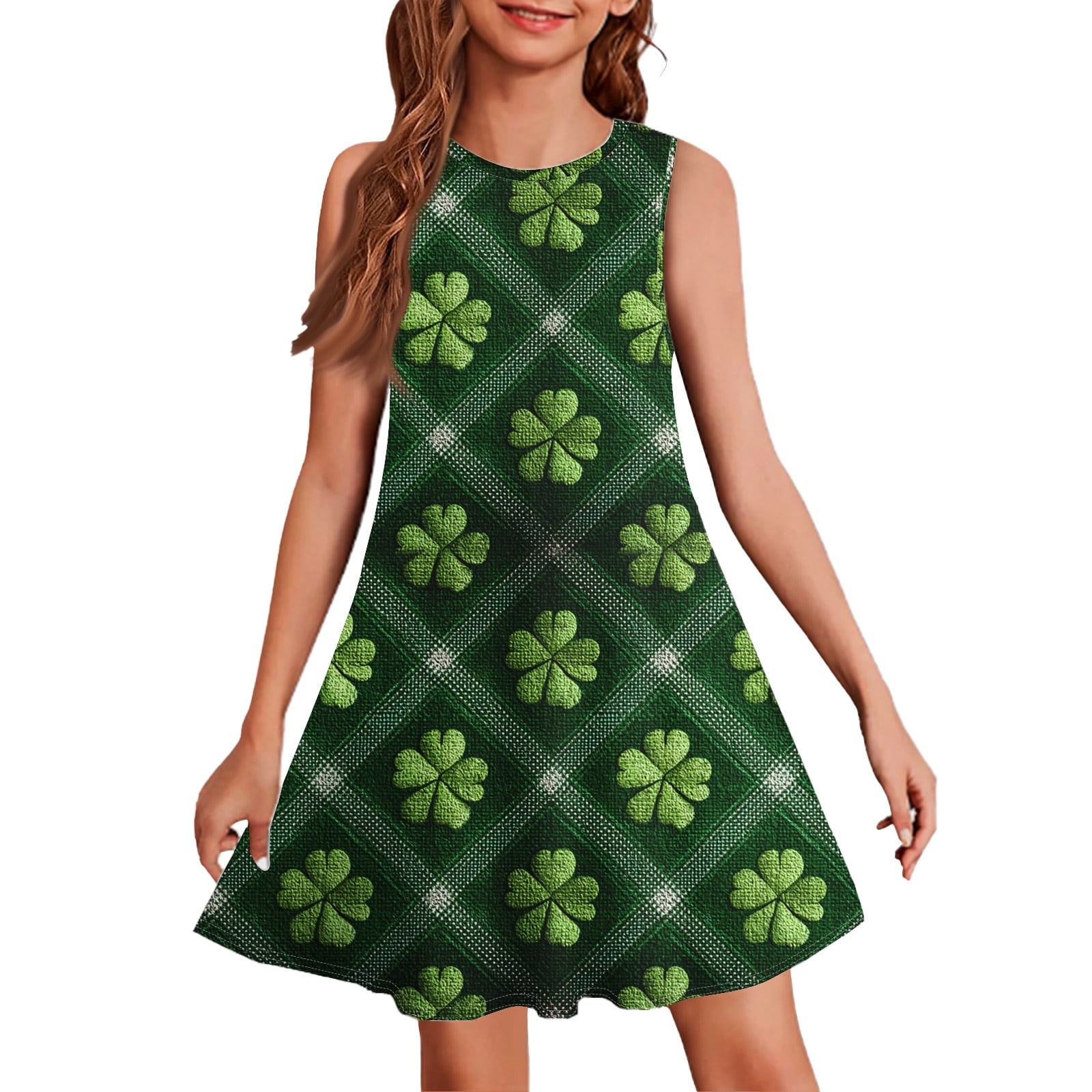 LNZGNM Kids St Patricks Day Dress Letter Print Sleevelesss Skirt ...