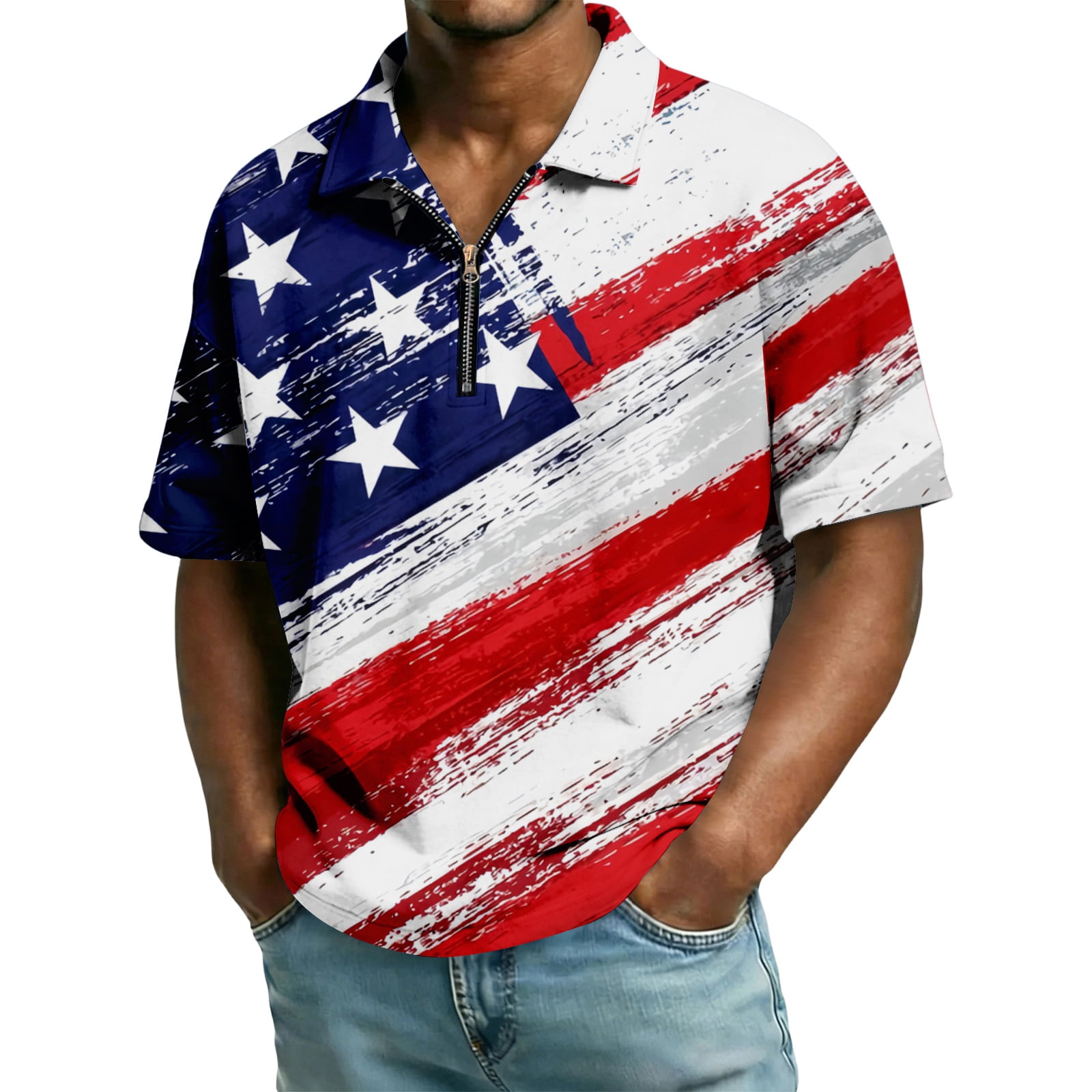 LNZGNM Men's 4th of July Polo Shirt USA 250th Anniversary Quarter ...