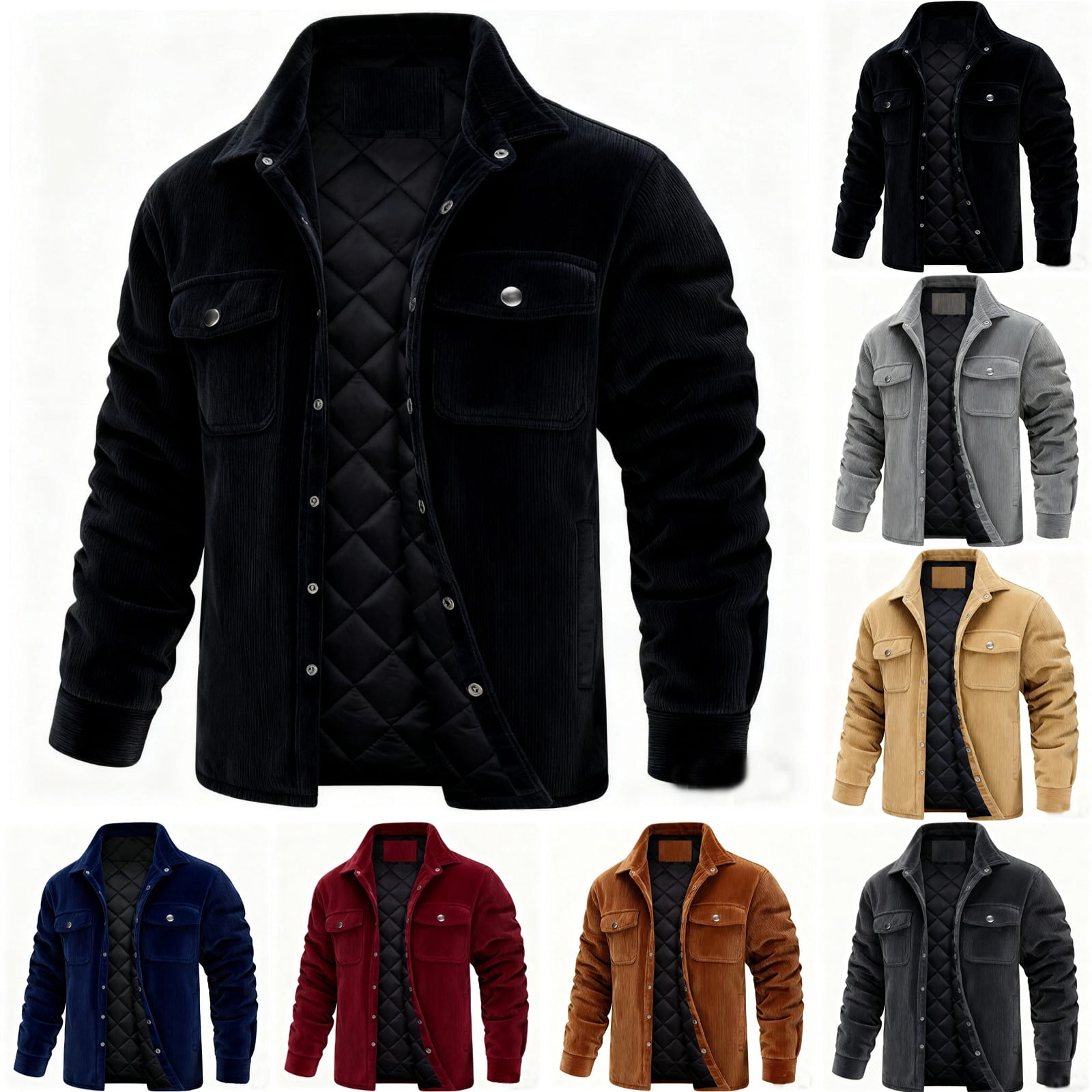 LNZGNM Men's Corduroy Shirt Jacket Big and Tall Sherpa Lined Thermal ...