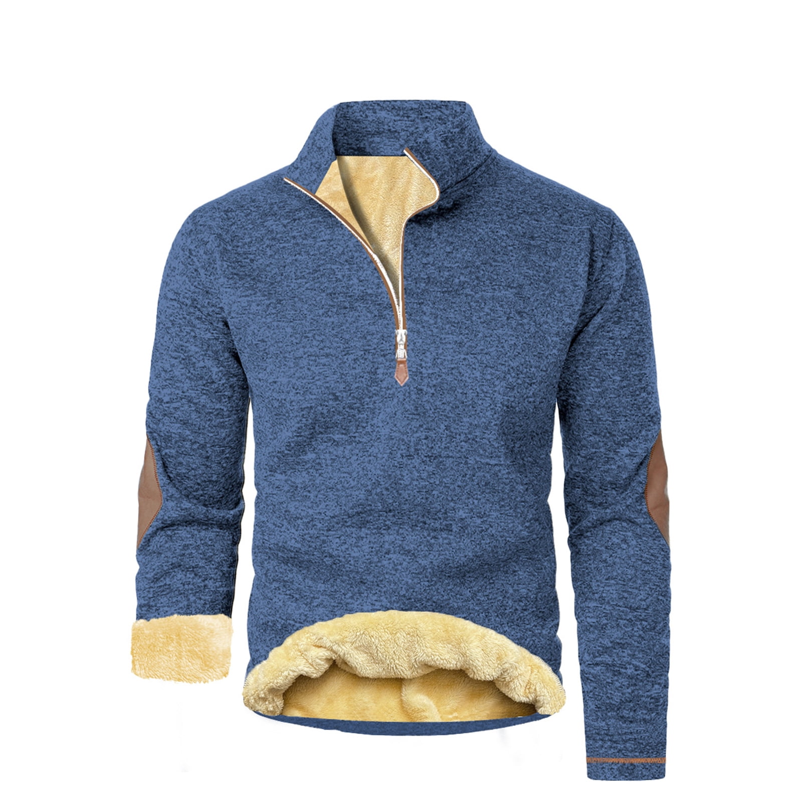 LNZGNM Men's Quarter Zipper Fleece Pullover Casual Long Sleeve 1/4 ...