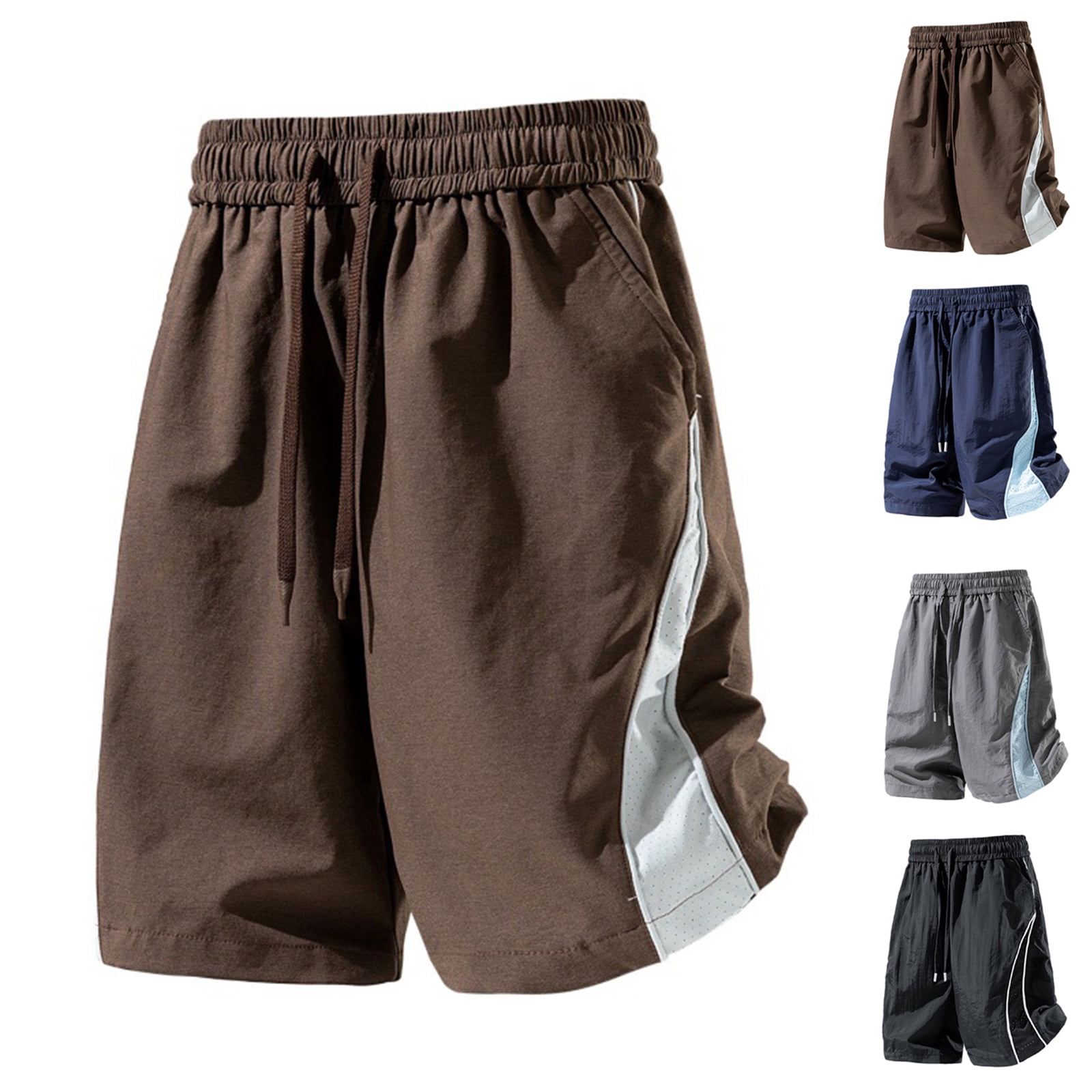 LNZGNM Men's Shorts Summer Color Block Baggy Y2K Track Shorts with ...