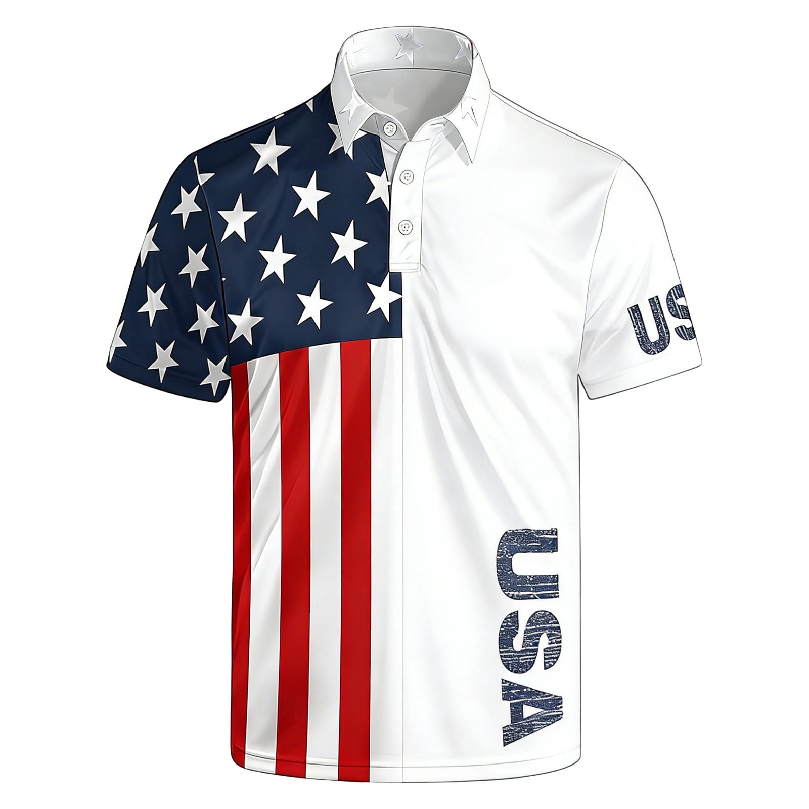 LNZGNM Men's USA 250th Anniversary Polo Shirt USA Flag Button Golf ...