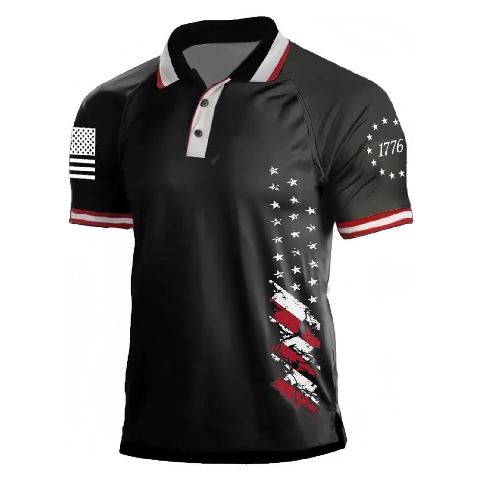 LNZGNM Mens American Flag Polo Shirt USA 250th Anniversary Short Sleeve ...