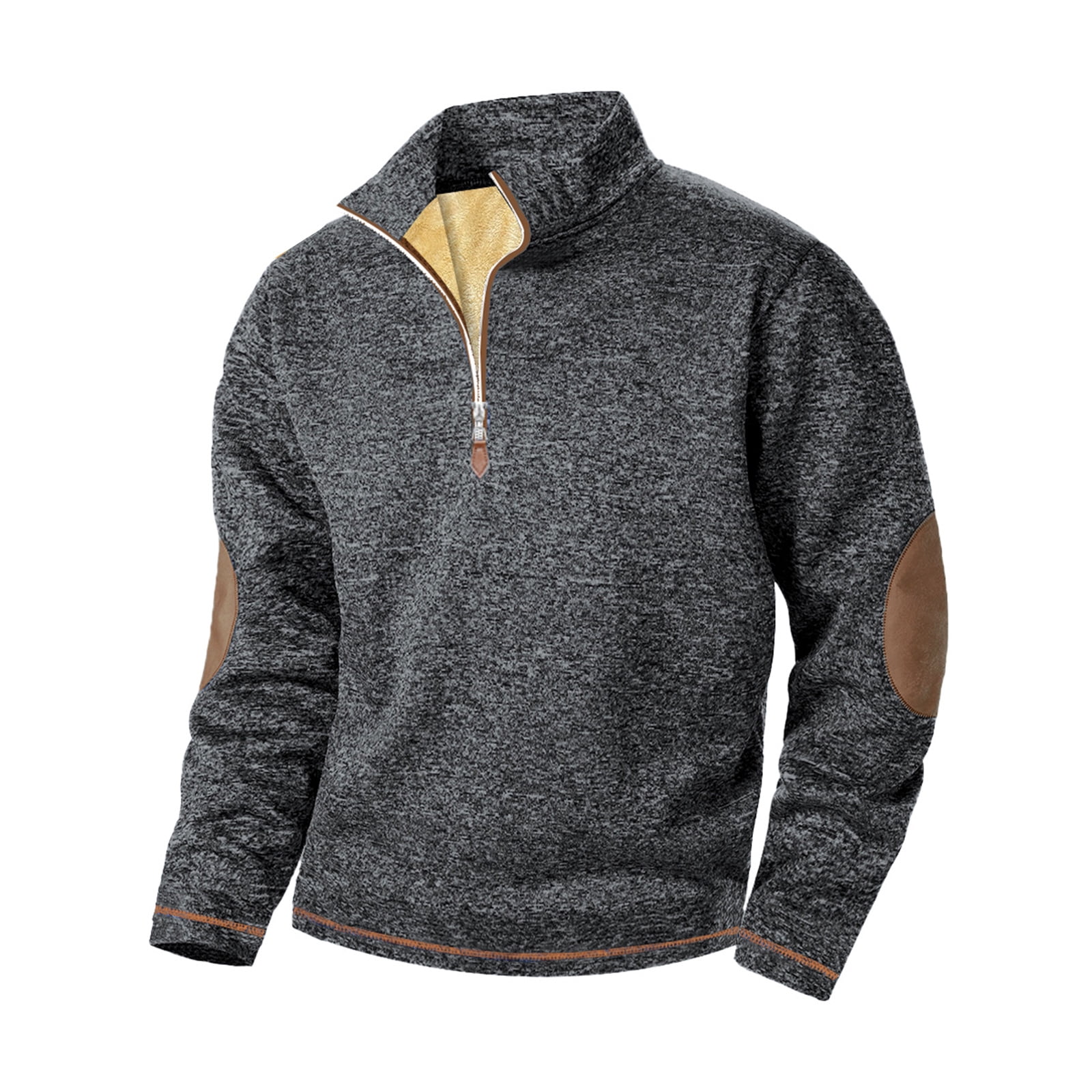 LNZGNM Mens Fleece Pullover Quarter Zip Casual Thick Zipper Sweater Men ...