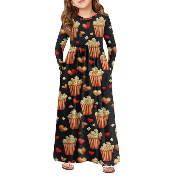 LNZGNM Valentines Long Sleeve Dresses for Girls Fashion Maxi Photo ...