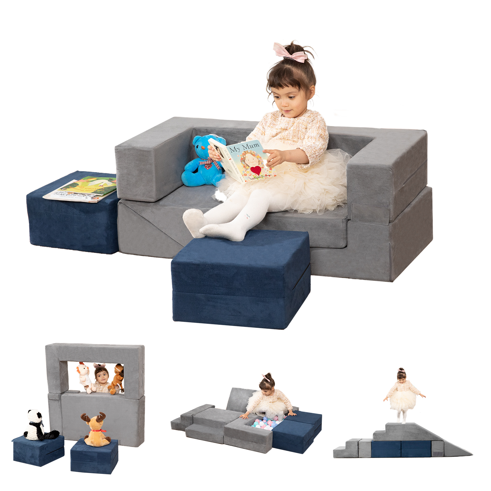 Iwicker 2-in-1 Convertible Kid Sofa to Lounger Flip Open Soft Kids ...