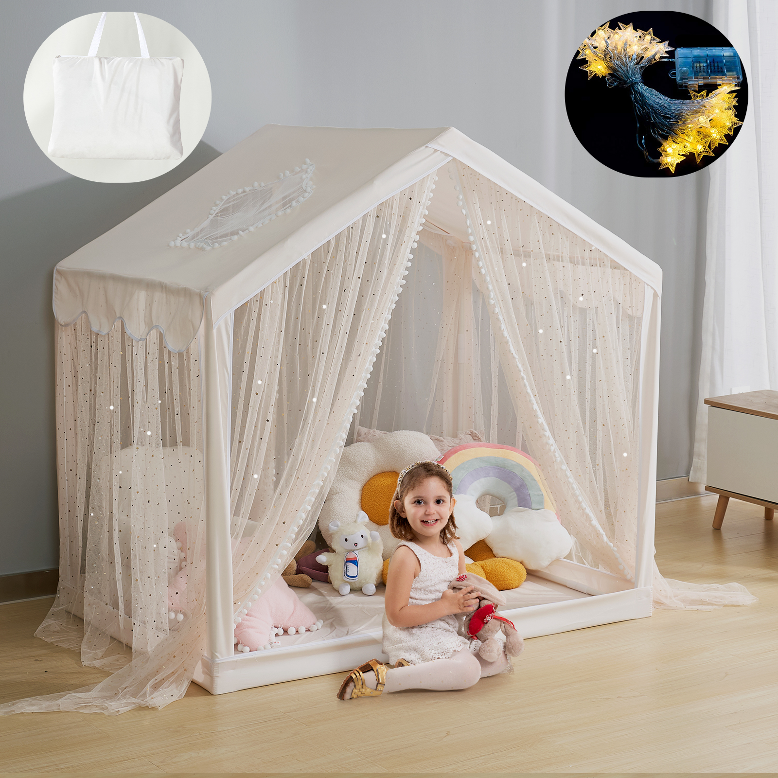 NKTIER Princess Tent,Kids Play Tent Girls Castle Playhouse Tent for ...
