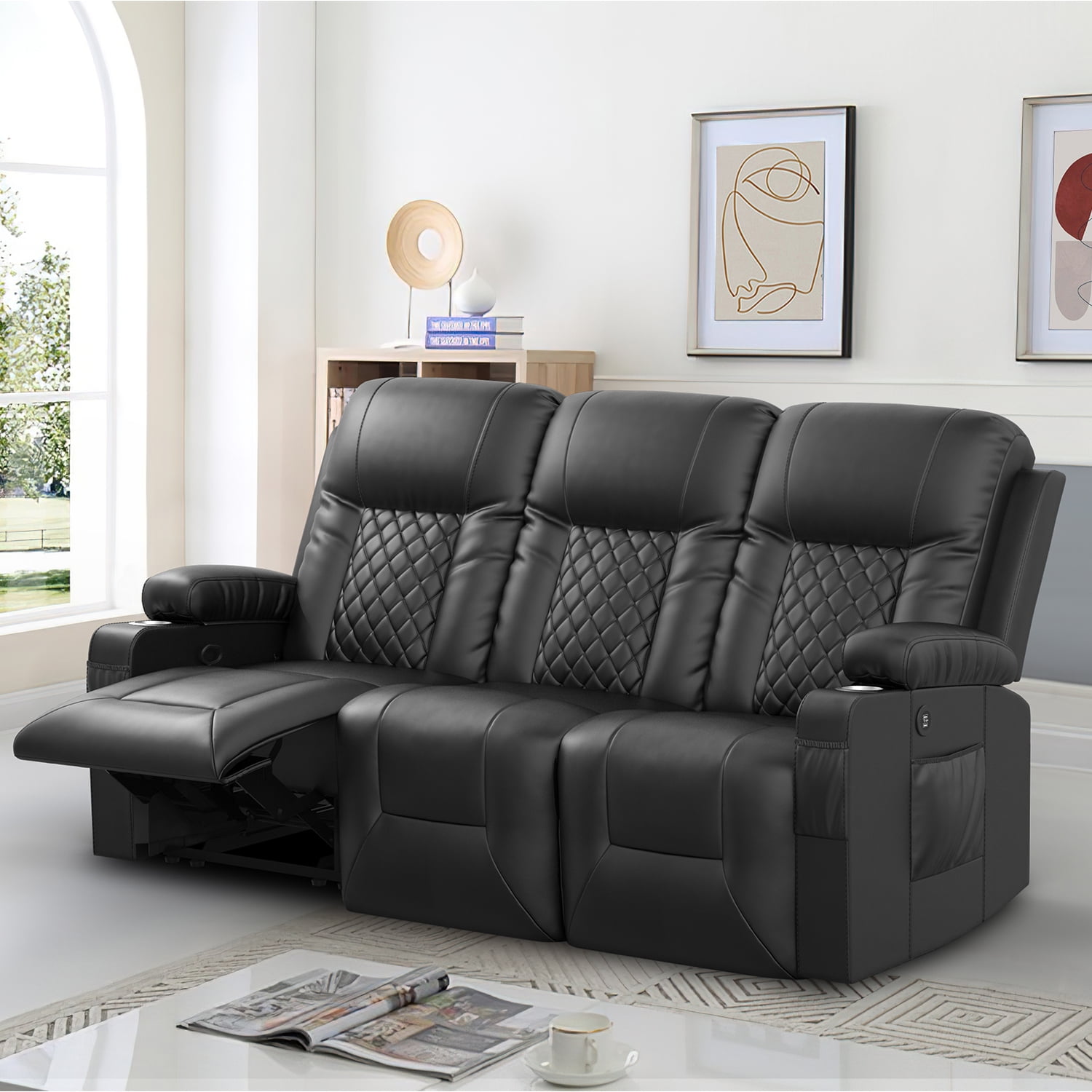 LOBERFVE 3 Seat Recliner Sofa, Large Reclining Sofa, Manual Reclining ...