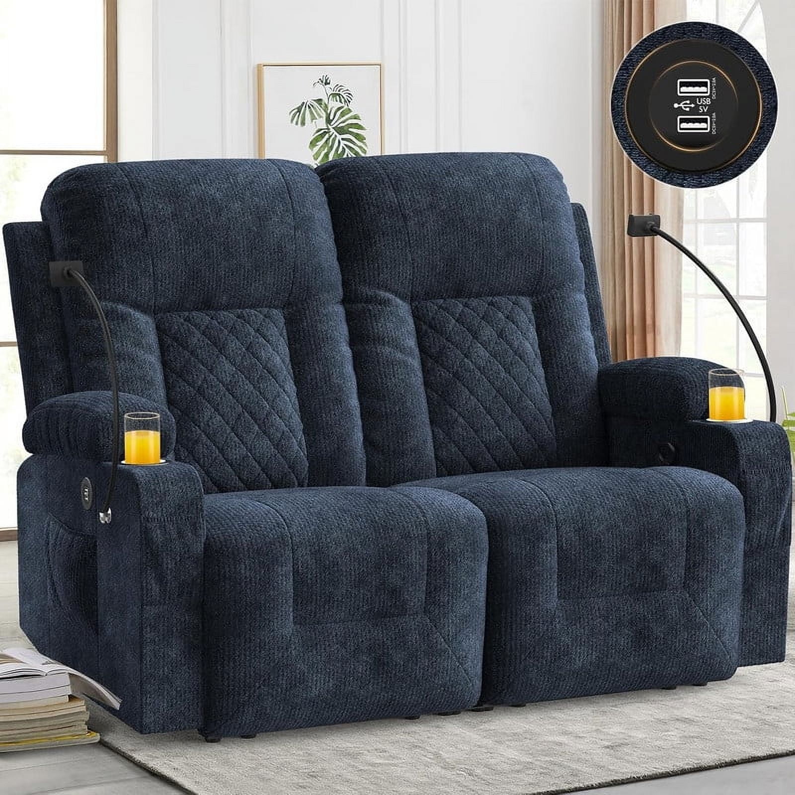 LOBERFVE Recliner Sofa, Double Reclining Loveseat, 2 Seater Sofa Home ...