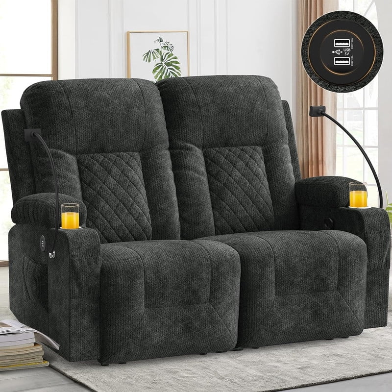 LOBERFVE Recliner Sofa, Double Reclining Loveseat, 2 Seater Sofa Home ...