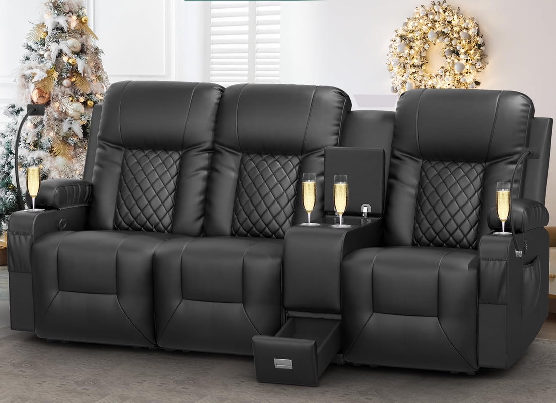 LOBERFVE Recliner Sofa, Reclining Sofa with Storage Console, Manual ...