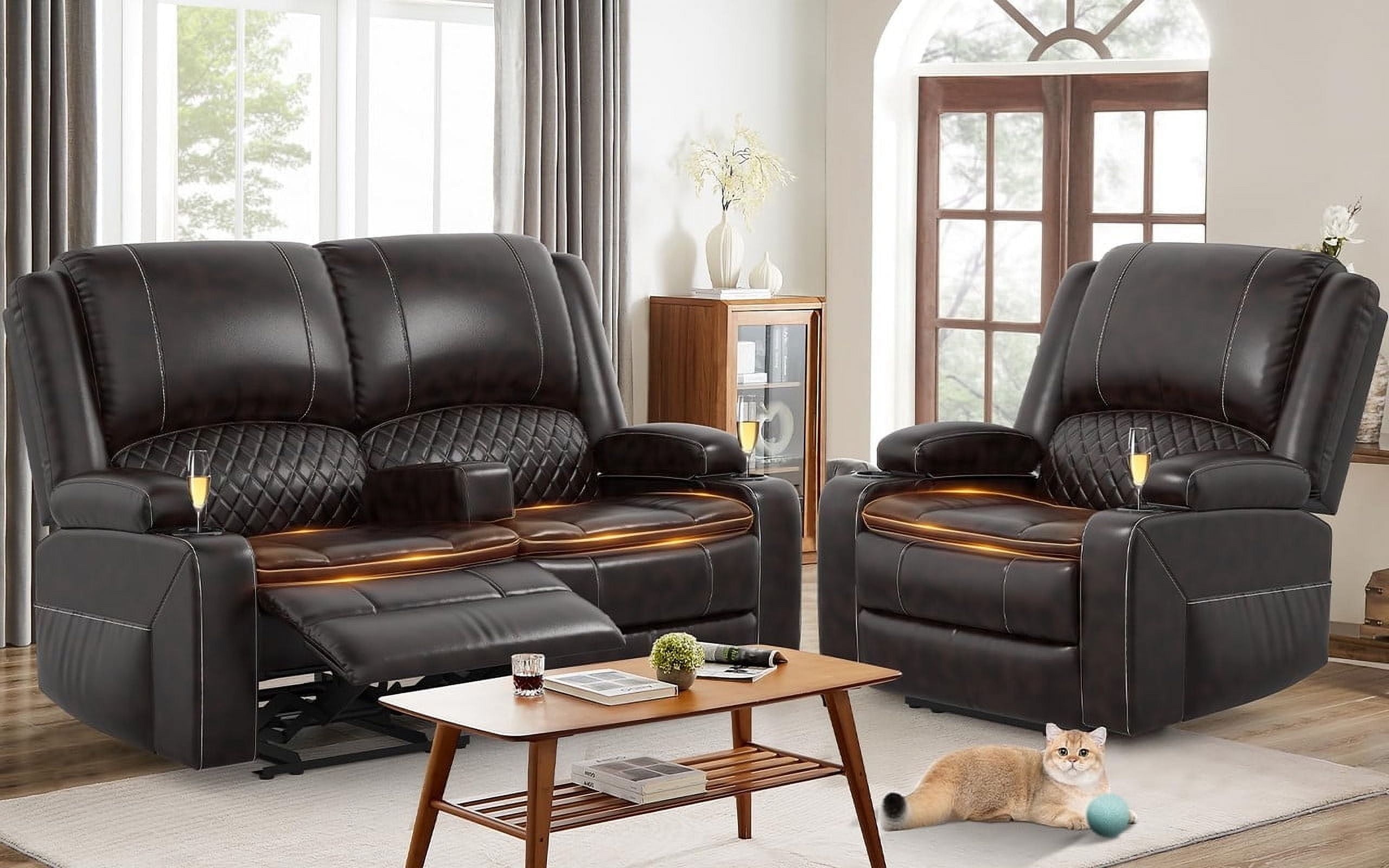 LOBERFVE Recliner Sofa Set with 2-Tier Cushion, 2+1 Pieces in Living ...