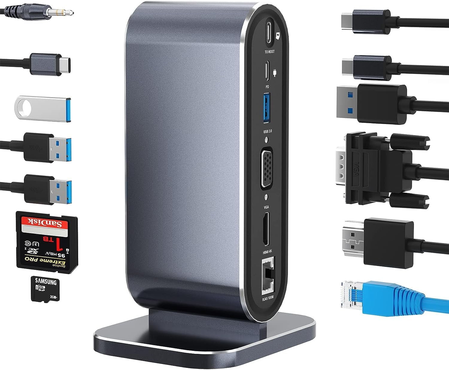 LOBKIN 12 Ports USB C Docking Station - 12-in-1 USB C Hub Dock Laptop ...