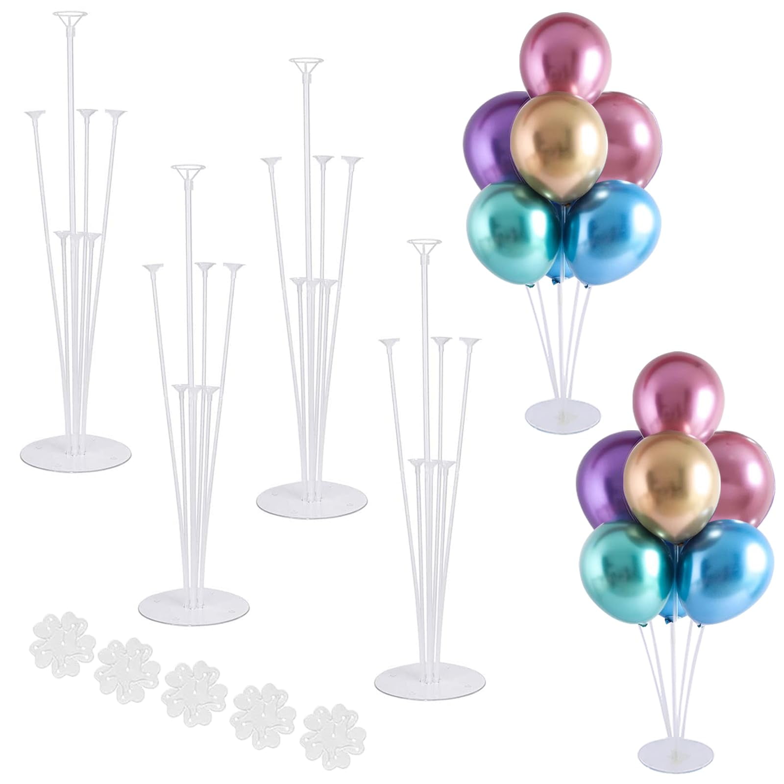 LOBUBT 10 Sets Balloon Stand Kits, Balloon Sticks Holder with Base for ...