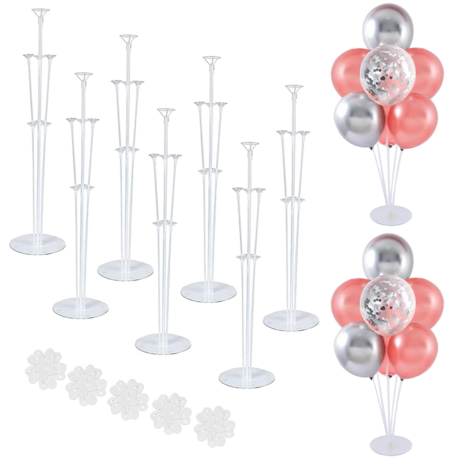LOBUBT 7 Sets Balloon ZS23 Stand Kits, Balloon Sticks Holder with Base for Table Graduation ...