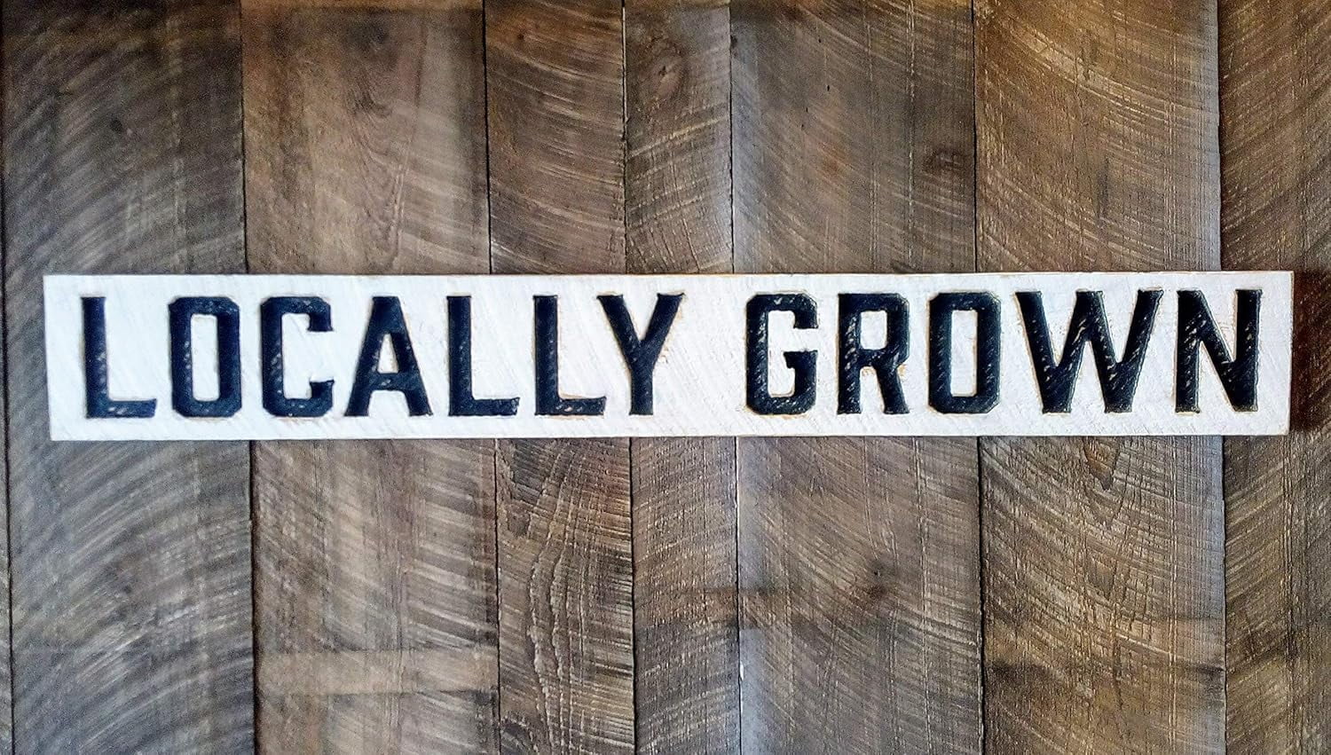 LOCALLY GROWN Sign - 60" wide x 8" tall | Carved in Solid Wood | Rustic ...