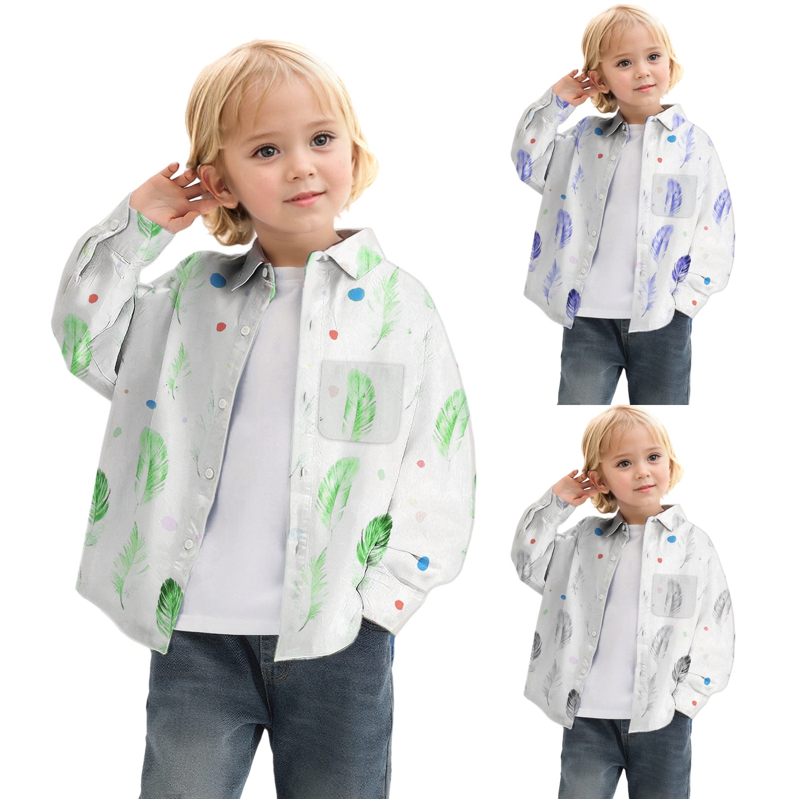 LOCHEX Boys'Long Sleeve Button Down Shirt for Kids Toddler Cute Printed ...