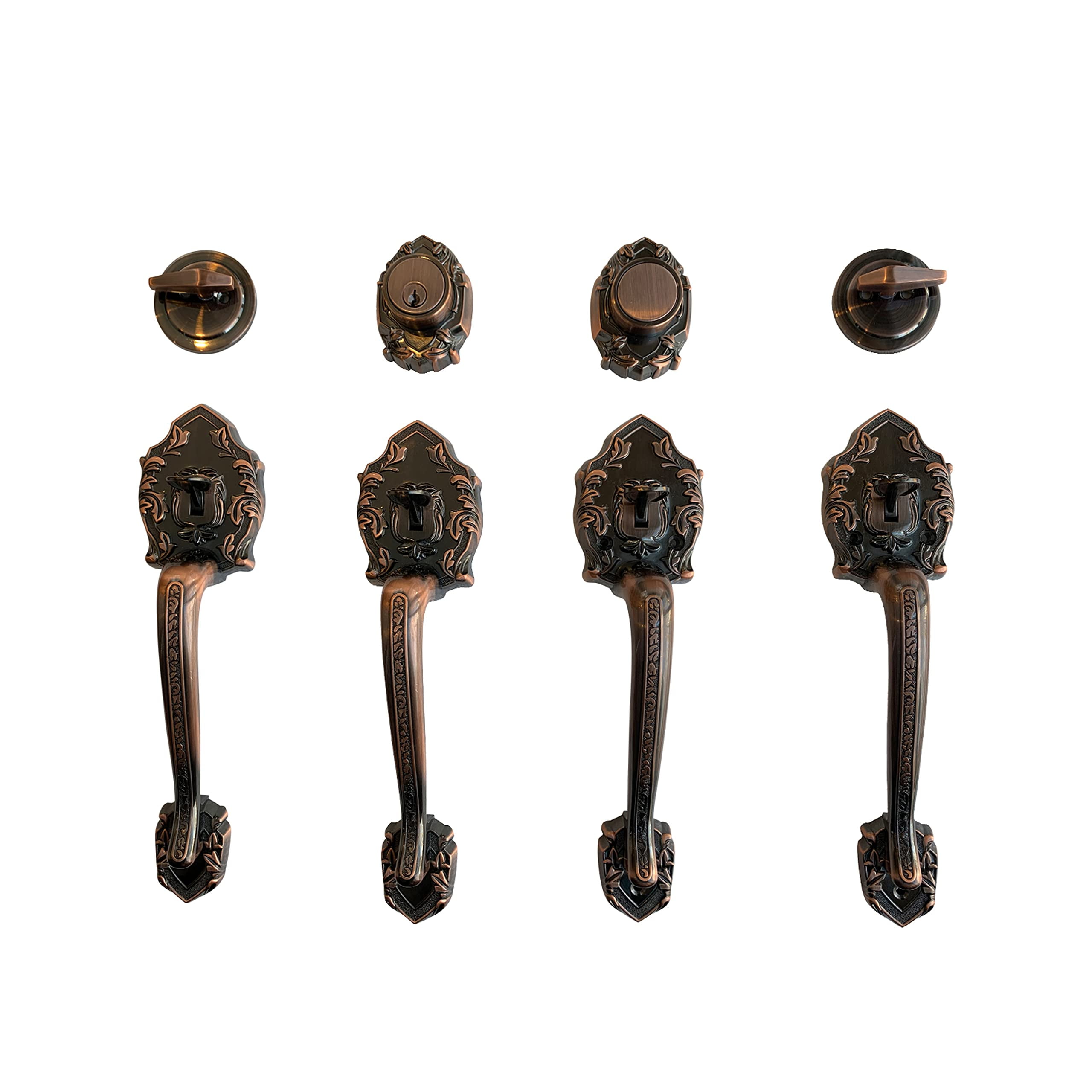 LOCKSET Double Front Door Hardware Set Luna, Heavy Duty Entry Double ...