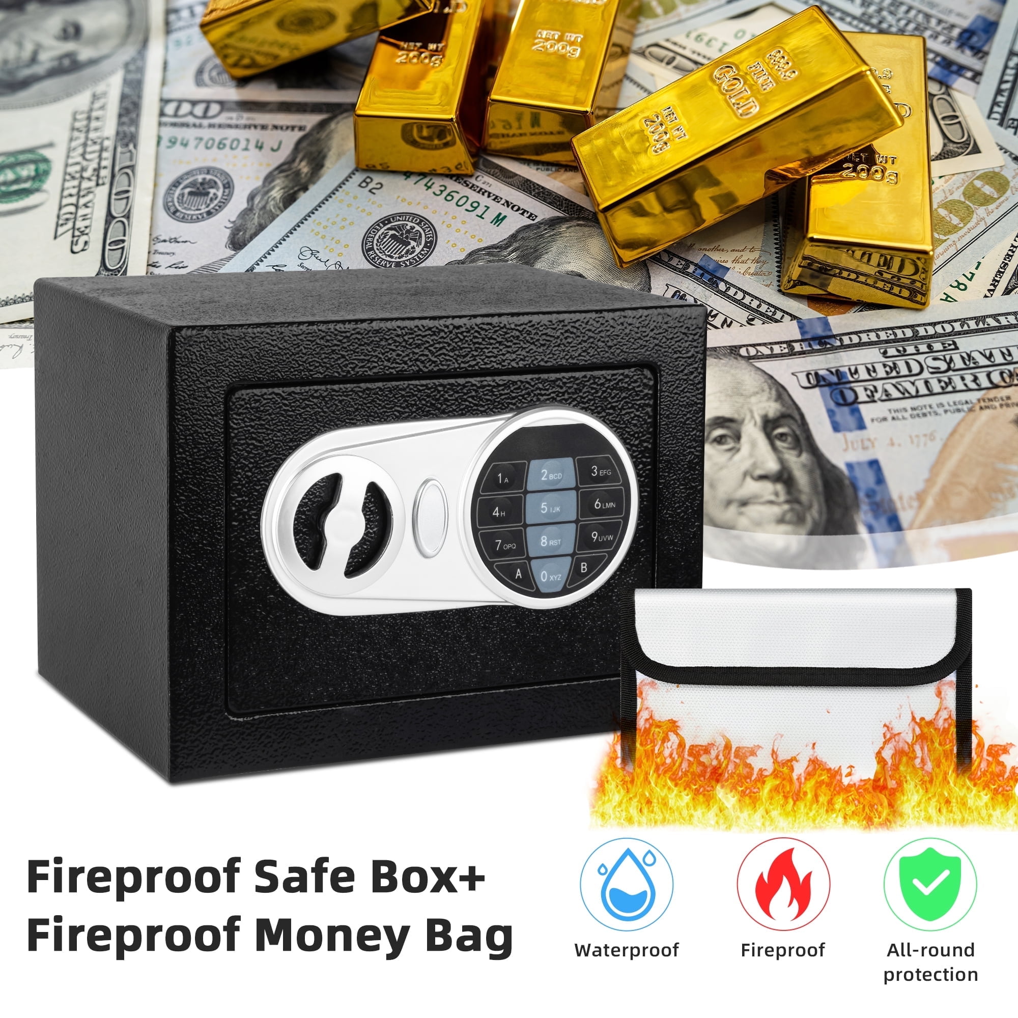 LOCKSWORTH 0.2 Cubic Feet Electronic Digital Safe Box, Steel Money Safe ...