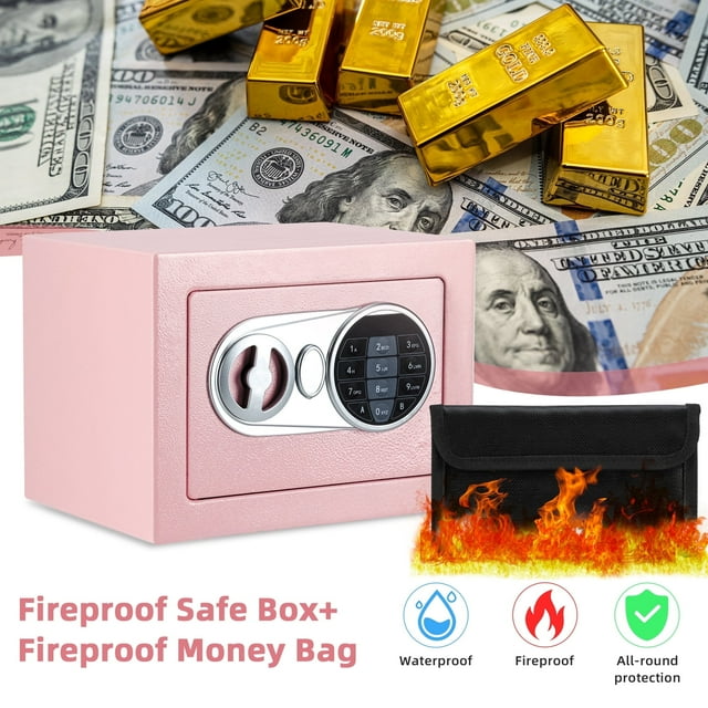 Locksworth Fireproof Safe Box with Electronic Lock, 9" x 6.6" x 6.5 ...