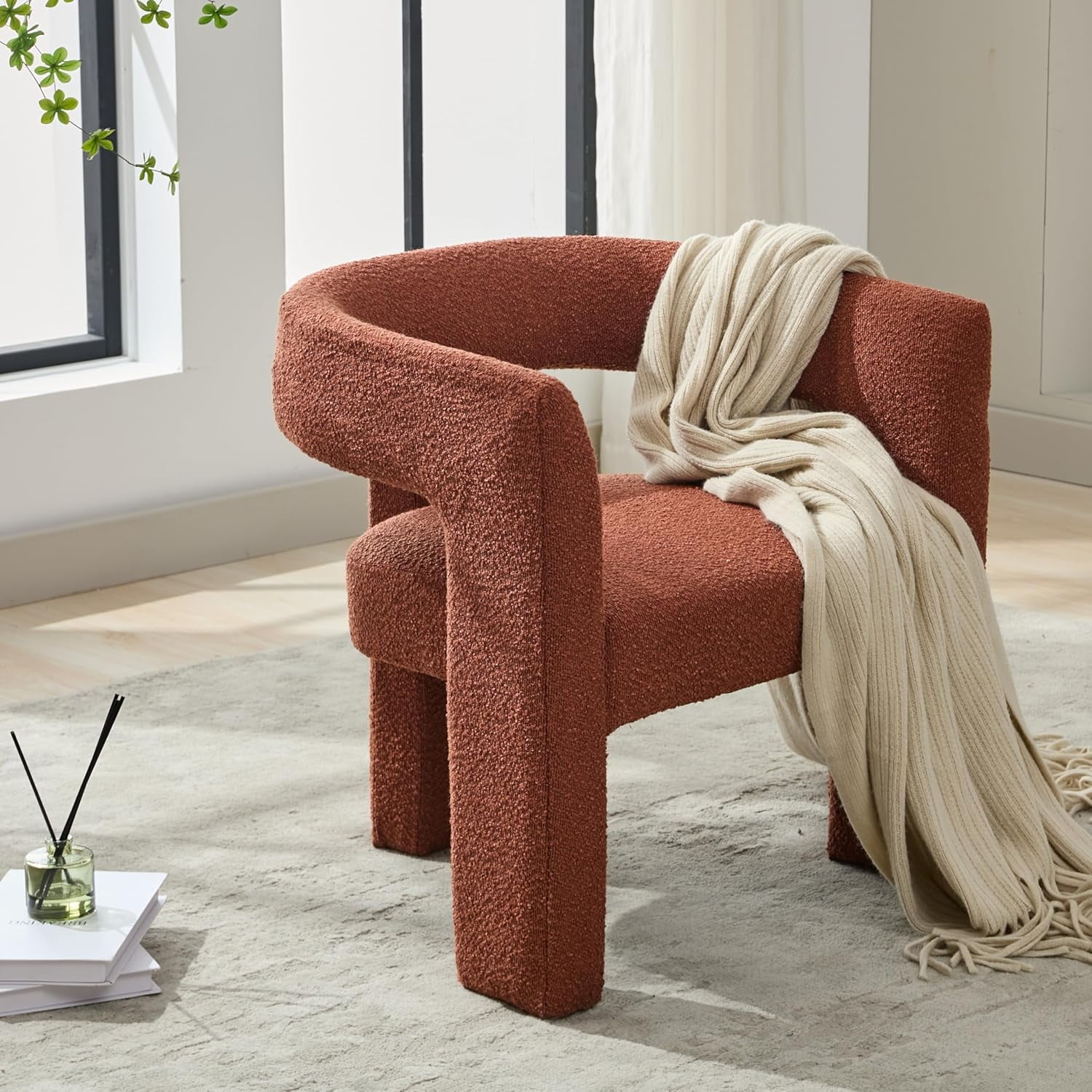 LOCUS BONO Boucle Accent Chair, Modern Living Room Chair, Comfy Barrel ...