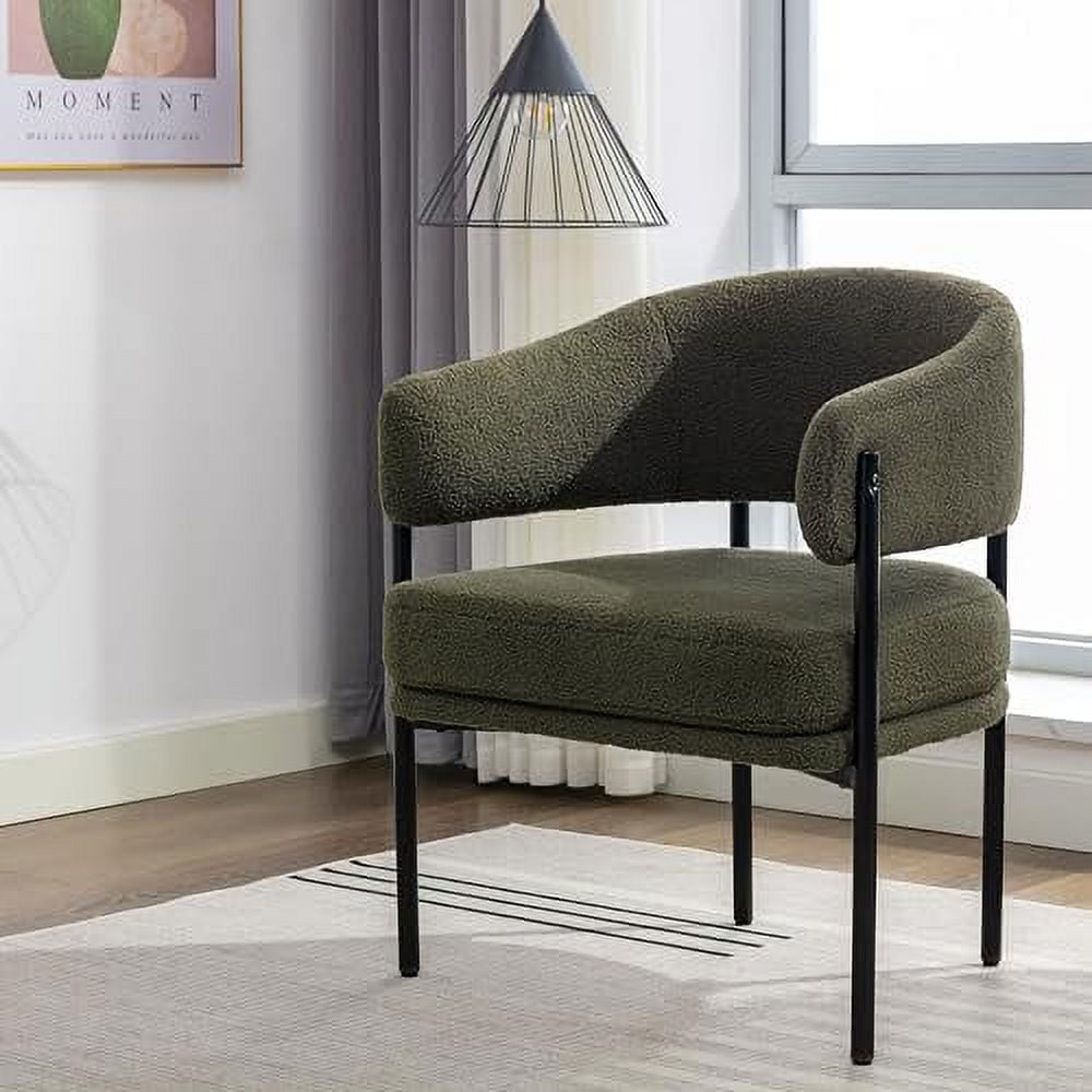 LOCUS BONO Modern Sherpa Accent Chair, Curved Back Arm Chair for Living ...