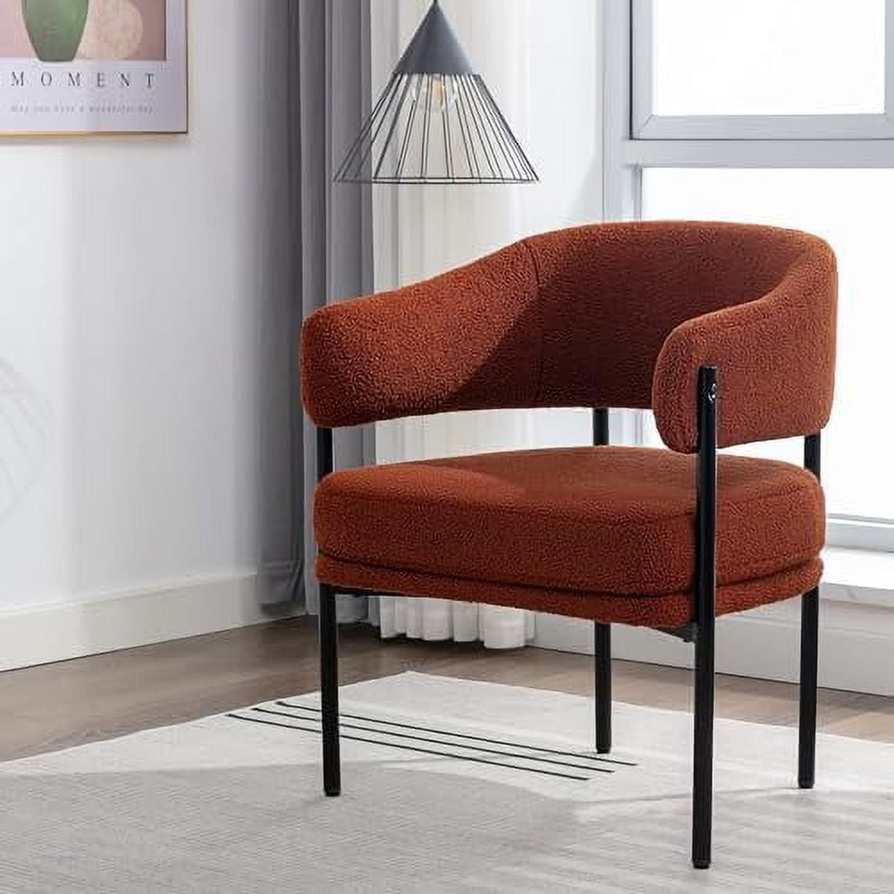LOCUS BONO Modern Sherpa Accent Chair, Curved Back Arm Chair for Living ...
