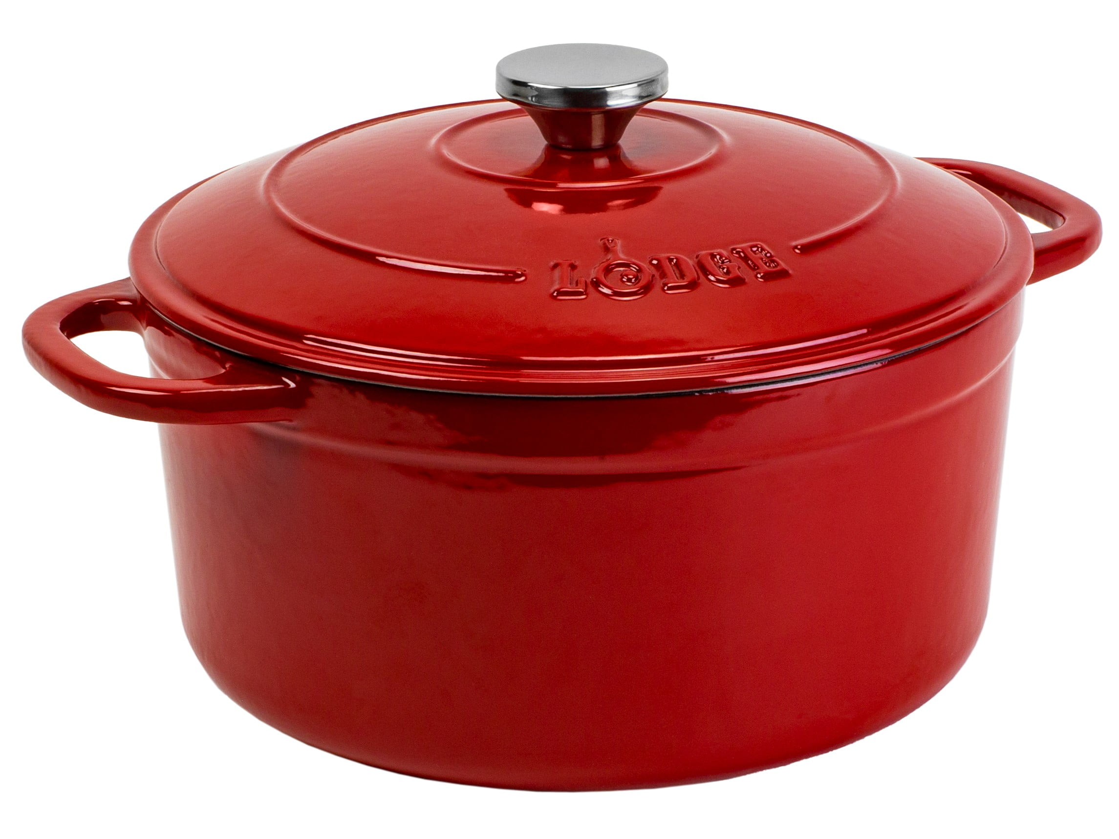 Lodge 4 Quart Enameled Cast Iron Dutch Oven, Red, Oven Safe to 500°F ...