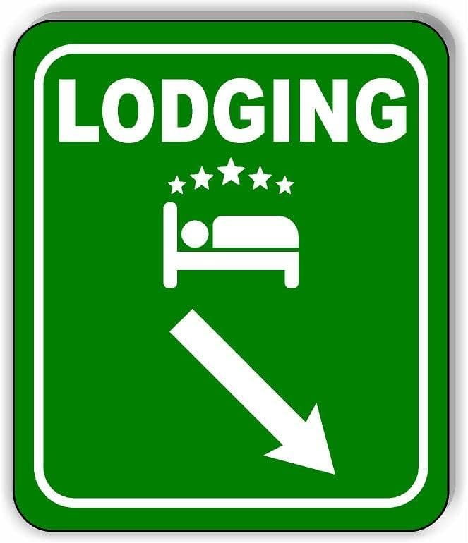 LODGING DEGREES DOWN RIGHT ARROW GREEN CAMPING Aluminum Composite Sign ...