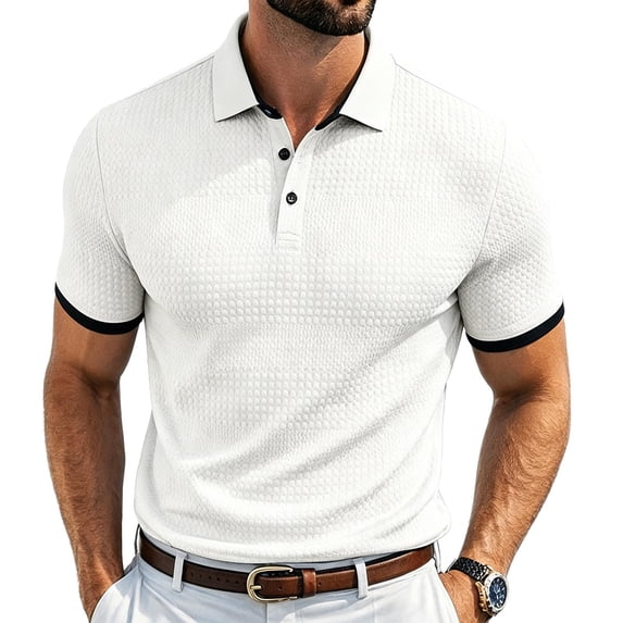 LODIENY Jacquard Textured Shirts for Men Short Sleeve Regular Fit ...