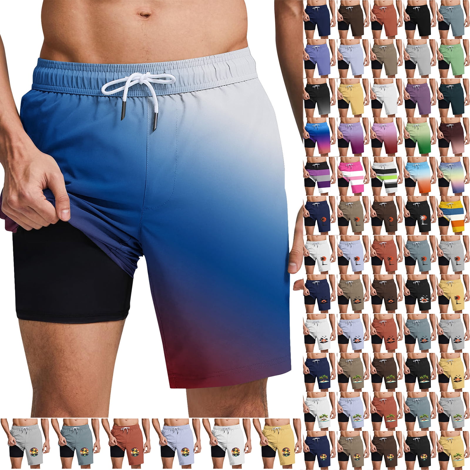 LODIENY Mens Swim Trunks with Stretch Liner Lightweight Quick Dry ...