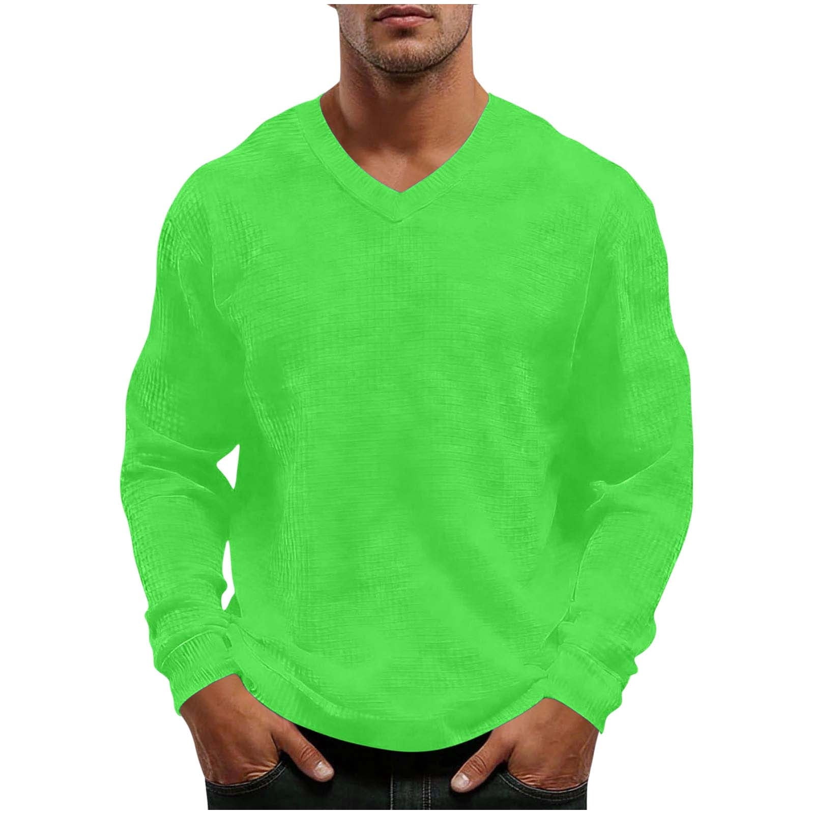 LODIENY V Neck Long Sleeve Waffle Knit Shirts for Men Large Size S-5XL ...