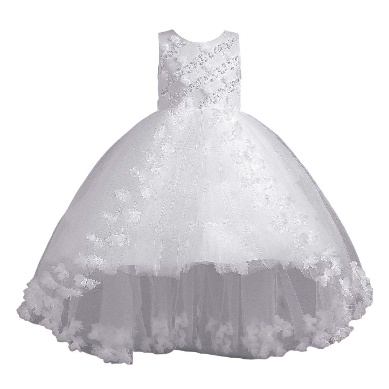 LOEL Girls Dress for Wedding Birthday Party with Train Flower Girl ...