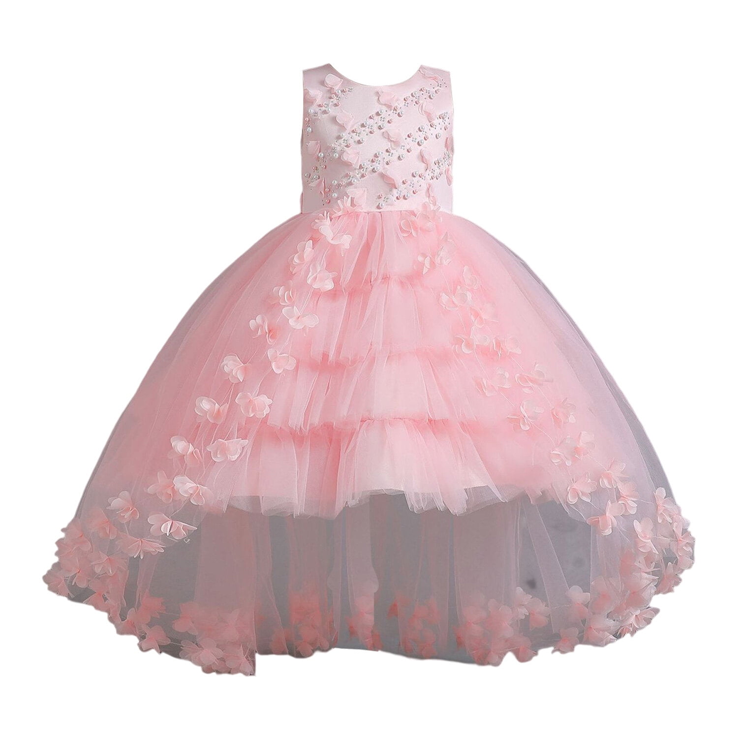 LOEL Girls Dress for Wedding Birthday Party with Train Flower Girl ...