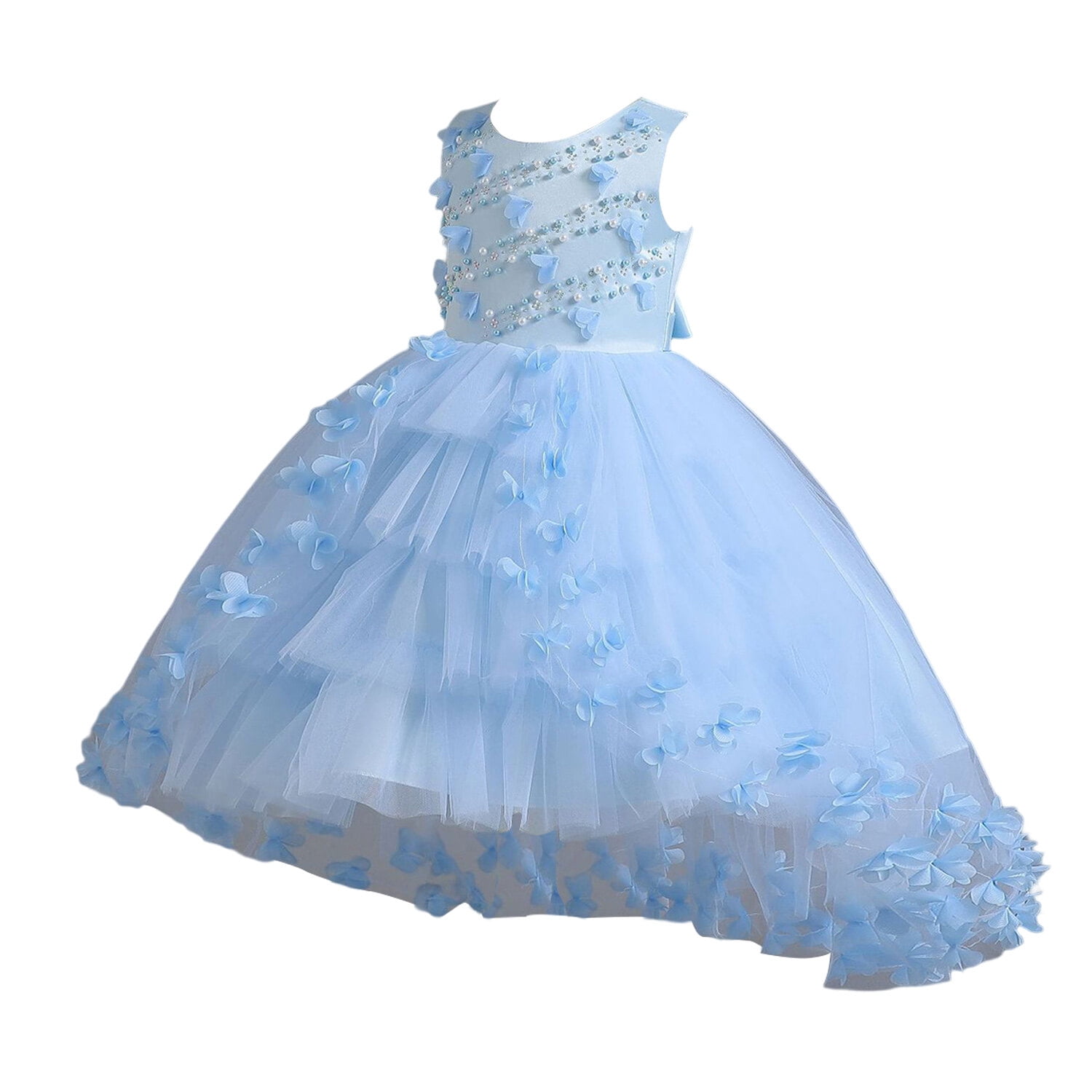 LOEL Girls Dress for Wedding Birthday Party with Train Flower Girl ...