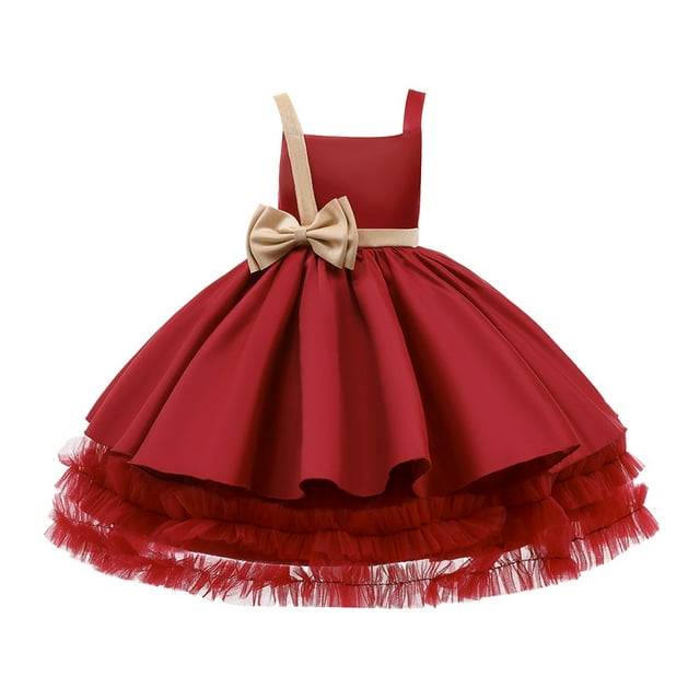 LOEL Little Girls Off Shoulder Bowknot Dress Party Anniversary Formal ...