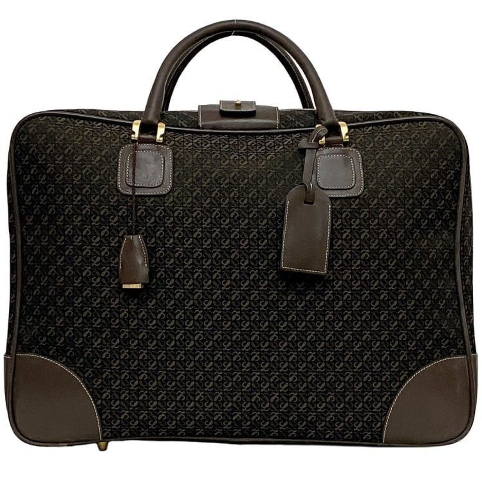 Pre-Owned LOEWE Boston Bag ec-21905 Brown Anagram Garment Canvas ...