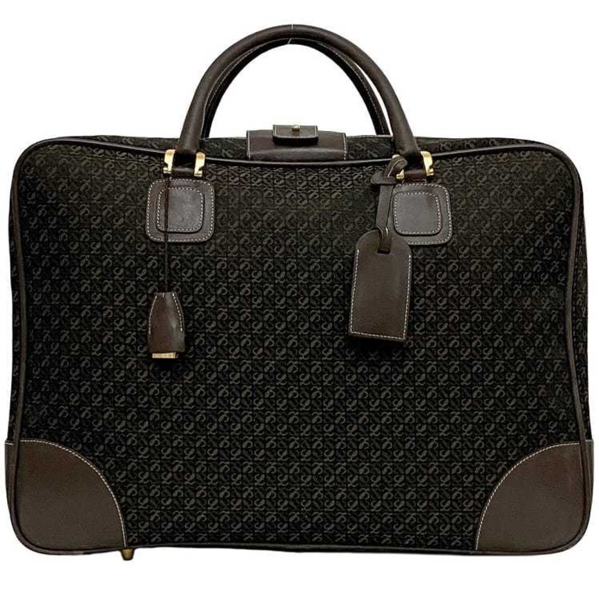 Pre-Owned LOEWE Boston Bag ec-21905 Brown Anagram Garment Canvas ...