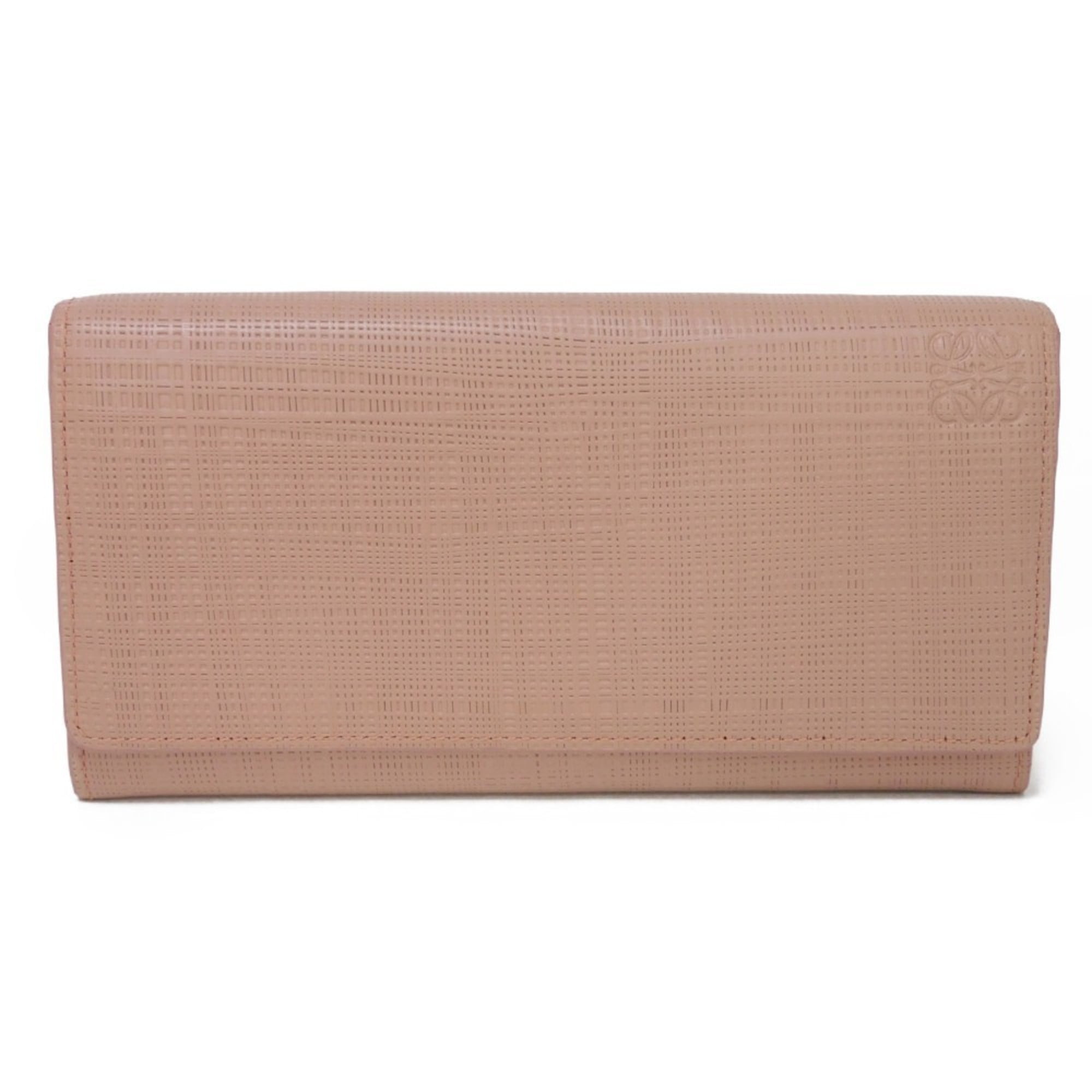 Pre-Owned LOEWE Long Wallet Continental Linen Pink Beige Anagram Dark ...