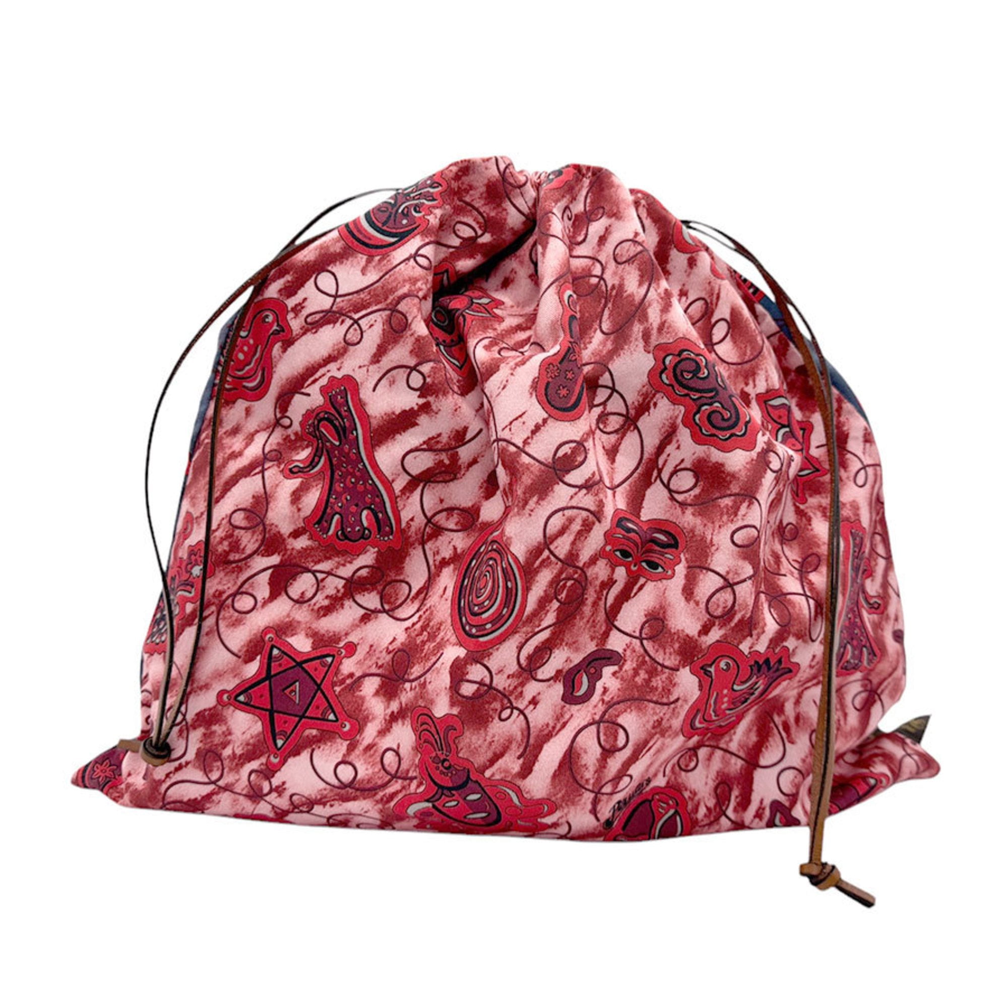 Pre-Owned LOEWE Shoulder Bag Pouch DRAWSTRING POUCH Cotton Red x Blue ...