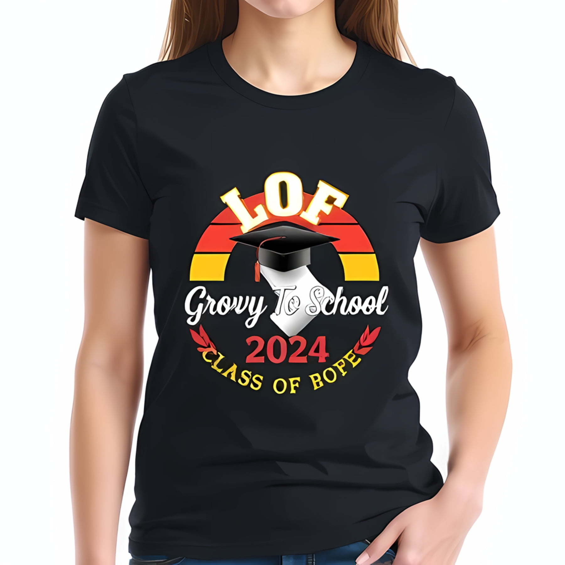 LOF Groovy To School 2024 Cotton Short Sleeve T-Shirt with Graduation ...