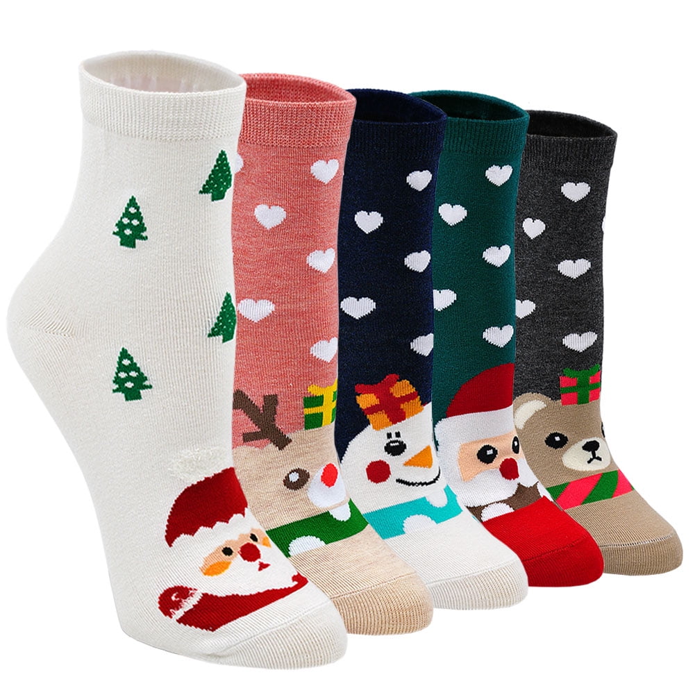 LOFIR Christmas Women Ankle Socks, Soft Cotton Novelty Cute Christmas ...