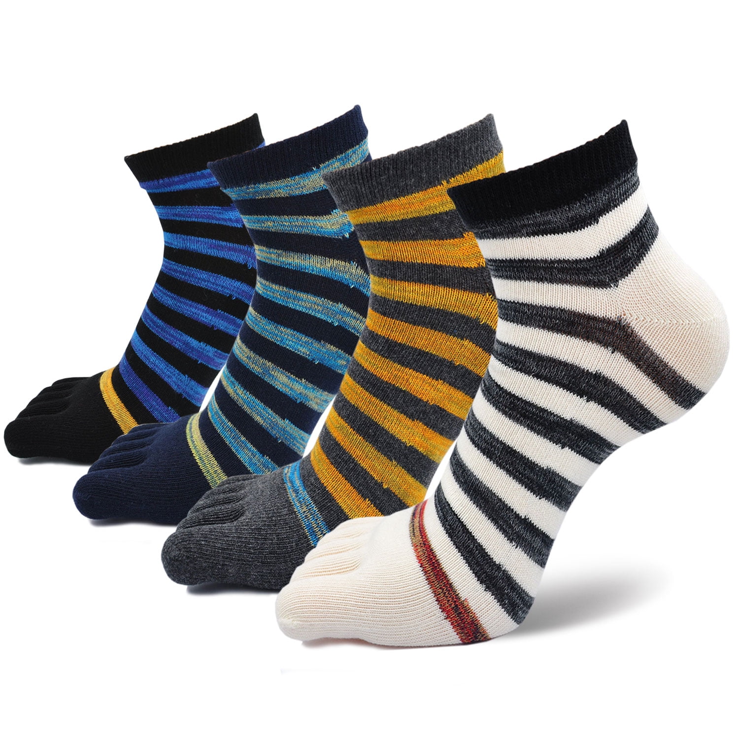 LOFIR Cotton Mens Toe Socks, Novelty Athletic Running Five Finger Ankle ...