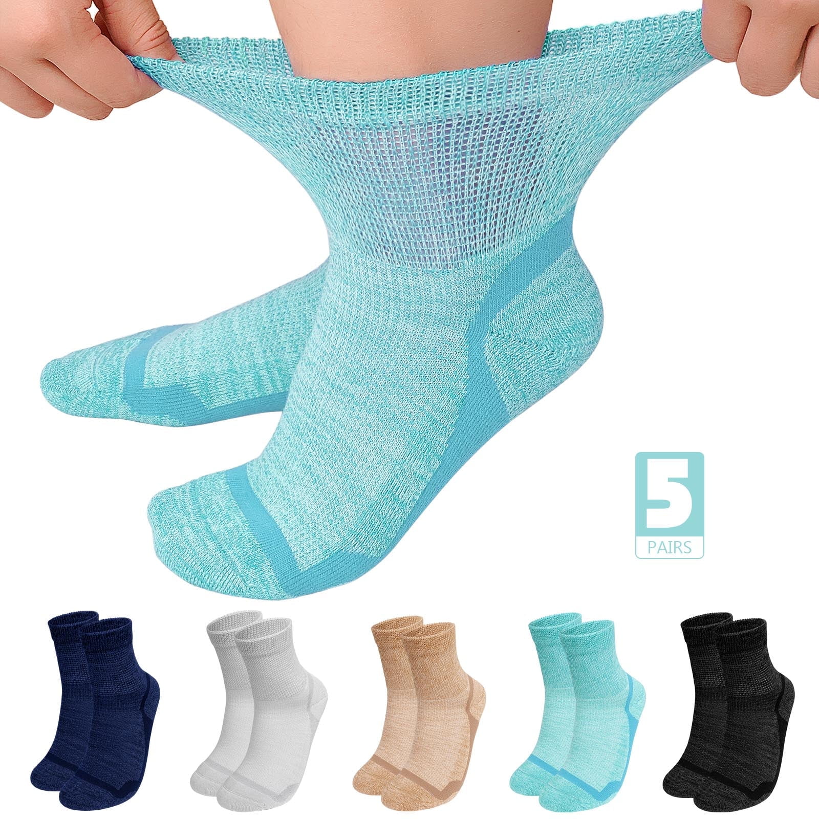 LOFIR Diabetic Socks for Women,Above Ankle Loose Top Non-Binding ...