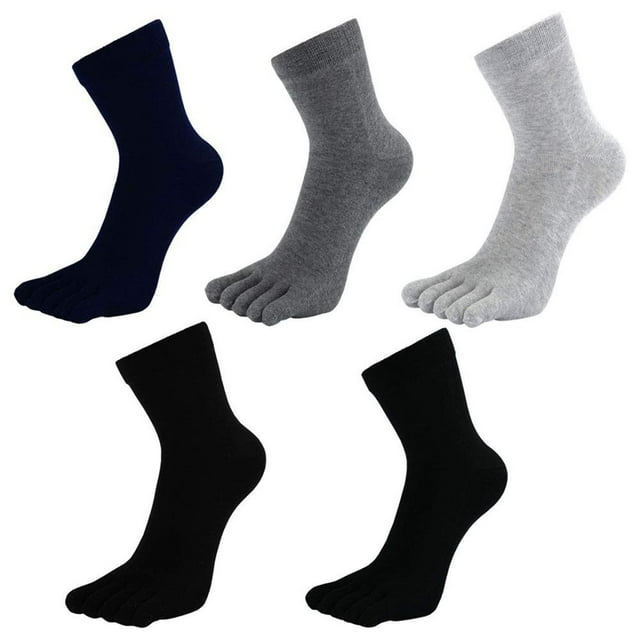 LOFIR Men's Cotton Toe Socks, Athletic Running Ankle Five Finger Crew ...