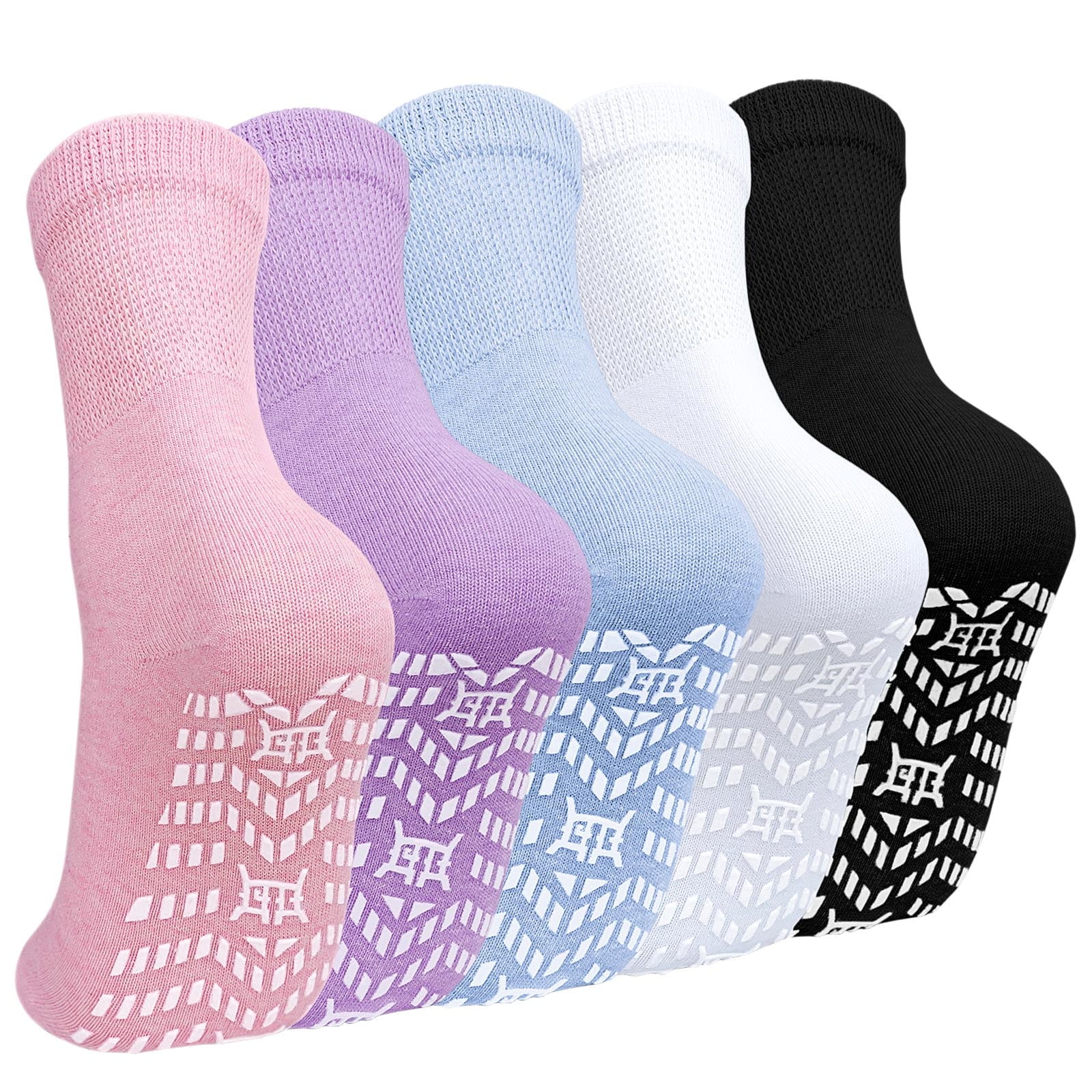 LOFIR Women's Non-Slip Grip Socks – 5 Pairs of Rubber-Soled Socks ...