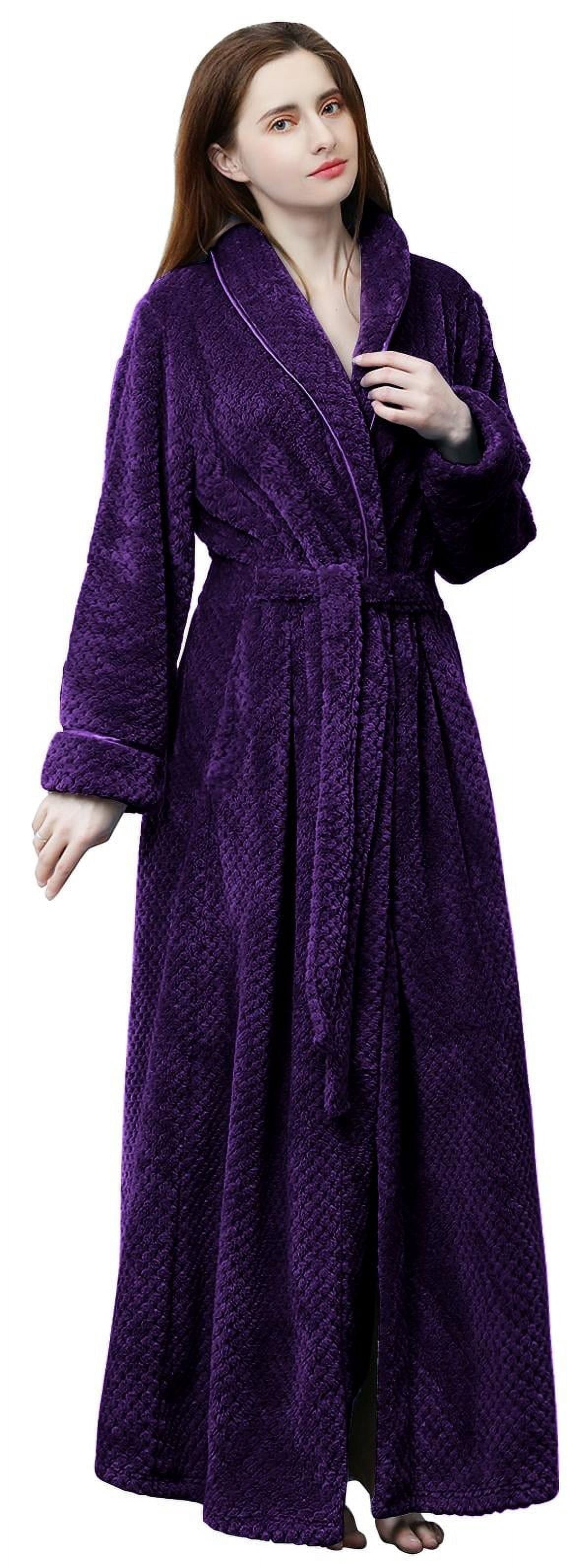 LOFIR Womens Fleece Robe - Comfy Plush Long Bathrobes for Women, Ladies ...