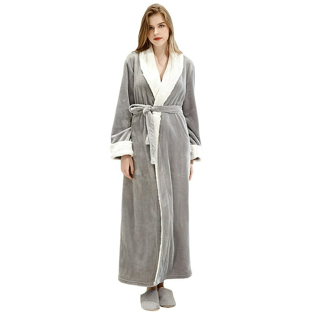 Lofir Womens Fleece Robes Long Plush Soft Warm Flannel Spa Bathrobe For