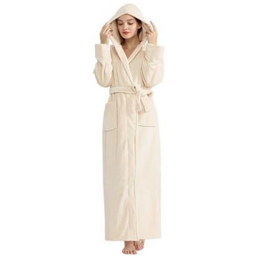 LOFIR Womens Fleece Robes Long Plush Soft Warm Flannel Spa Bathrobe for ...